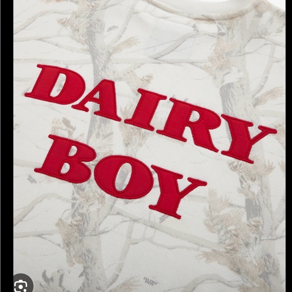 Dairy Boy | Tops | Dairy Boy White Woodland Camo Red Embroidered Crew ...